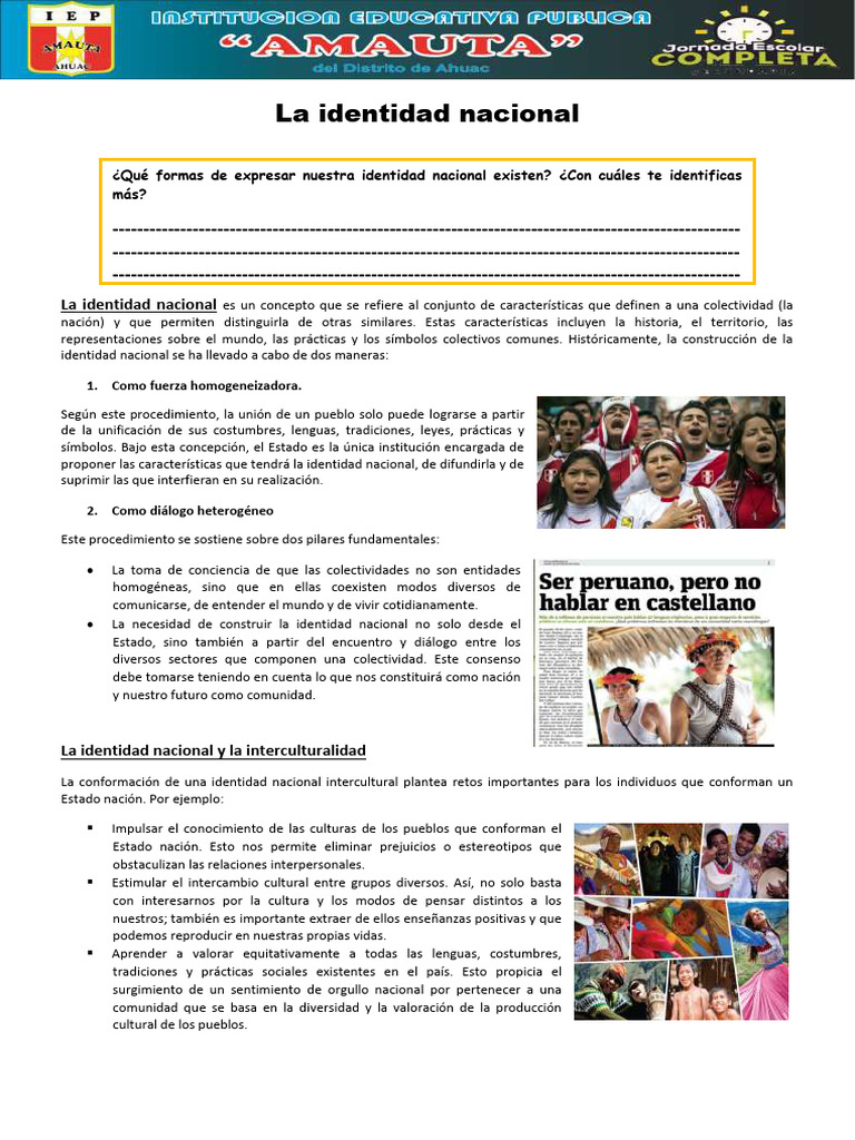Identidad y Patrimonio Cultural Peruano | PDF | Nación | Perú