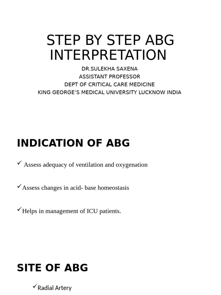 Step by Step Abg Interpretation Sulekha Final | PDF | Respiratory ...