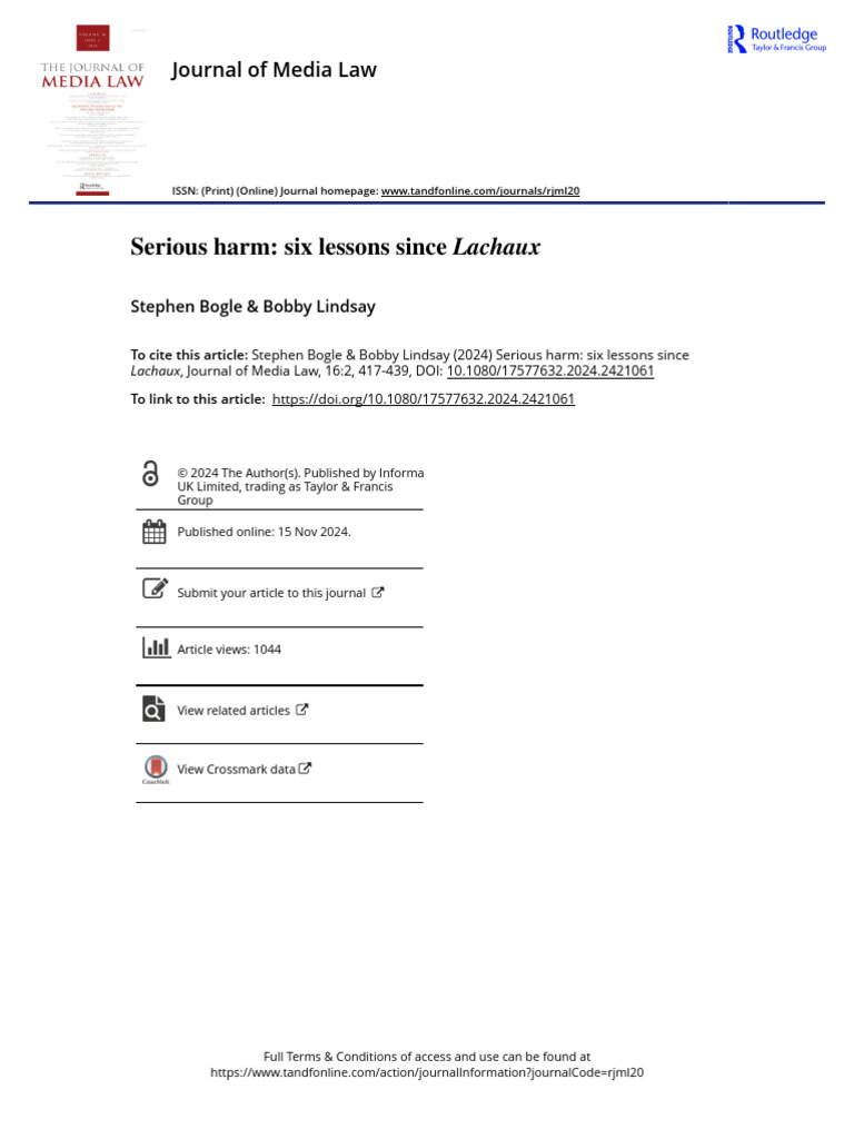 Lessons from Lachaux on Serious Harm | PDF | Defamation | Judgment (Law)