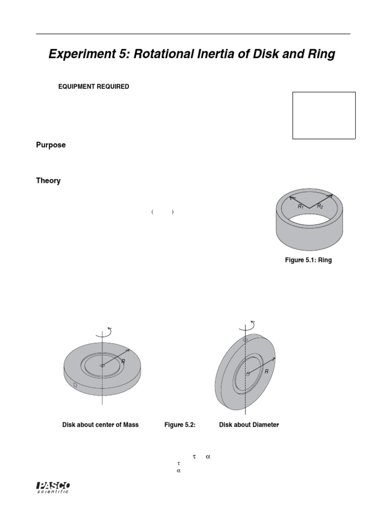 Rotational Inertia of Disk and Ring Experiment | PDF | Mechanics | Rotation