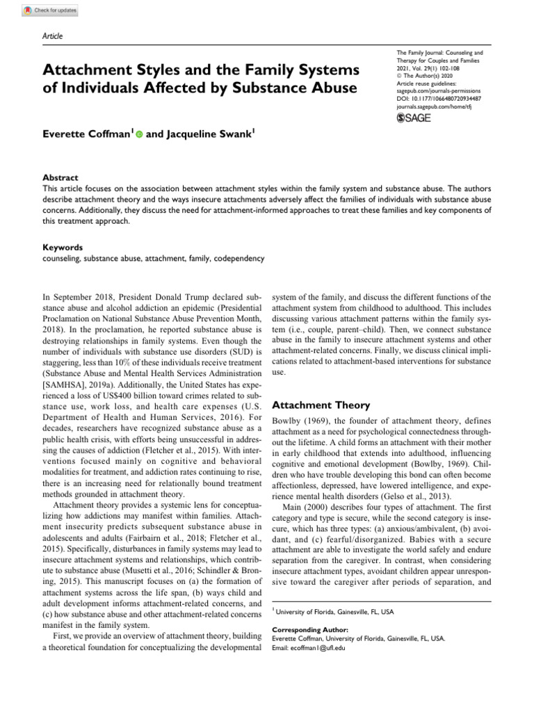 Attachment Styles and Substance Abuse | PDF | Attachment Theory ...