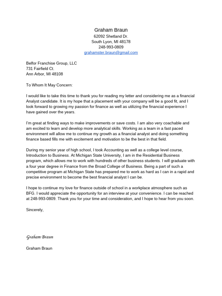 Cover Letter-Graham Braun | PDF