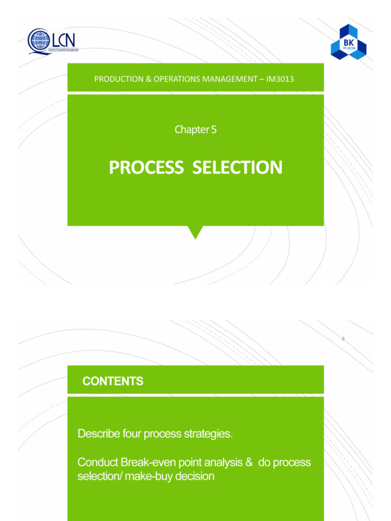 Process Selection Strategies in Operations | PDF | Supply Chain ...