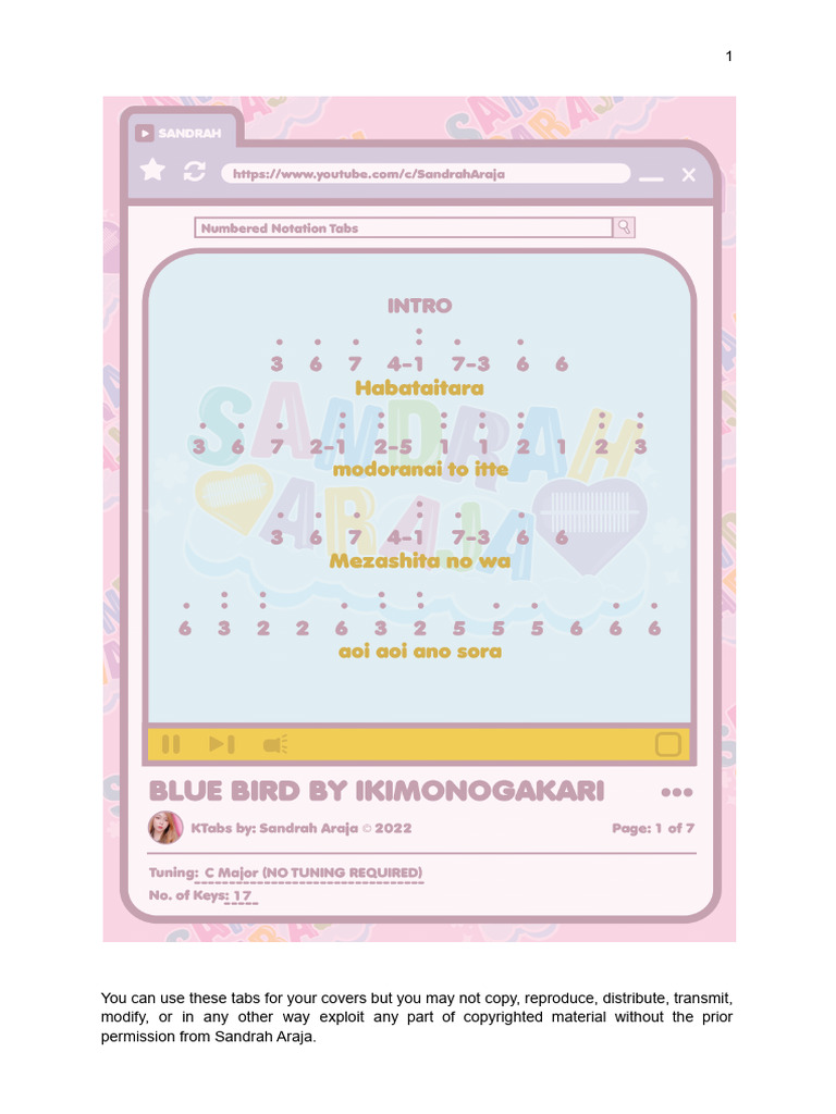 Blue Bird Numbered Notation Rbgrka | PDF