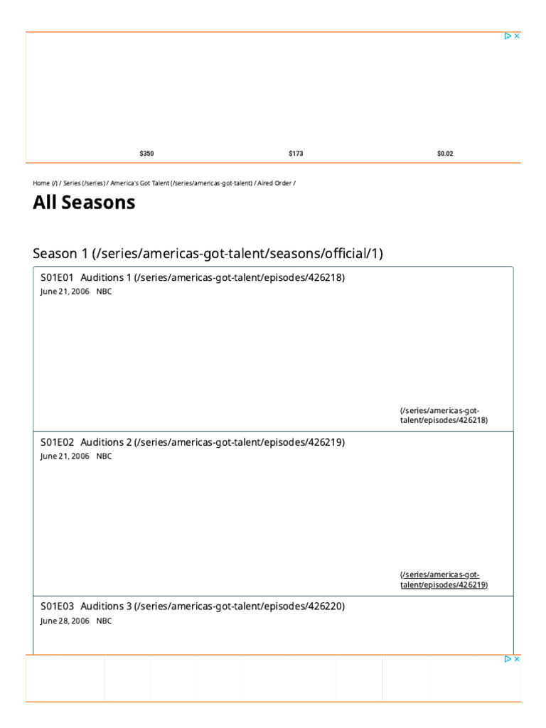 America's Got Talent - Aired Order - All Seasons | PDF