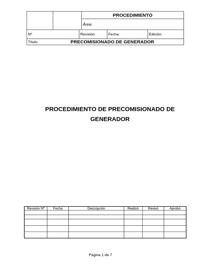 Procedimiento Precom Generador | PDF | Agua | Tornillo