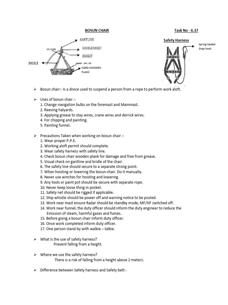 Bosun Chair Safety and Rigging Guide | PDF | Rope | Mast (Sailing)