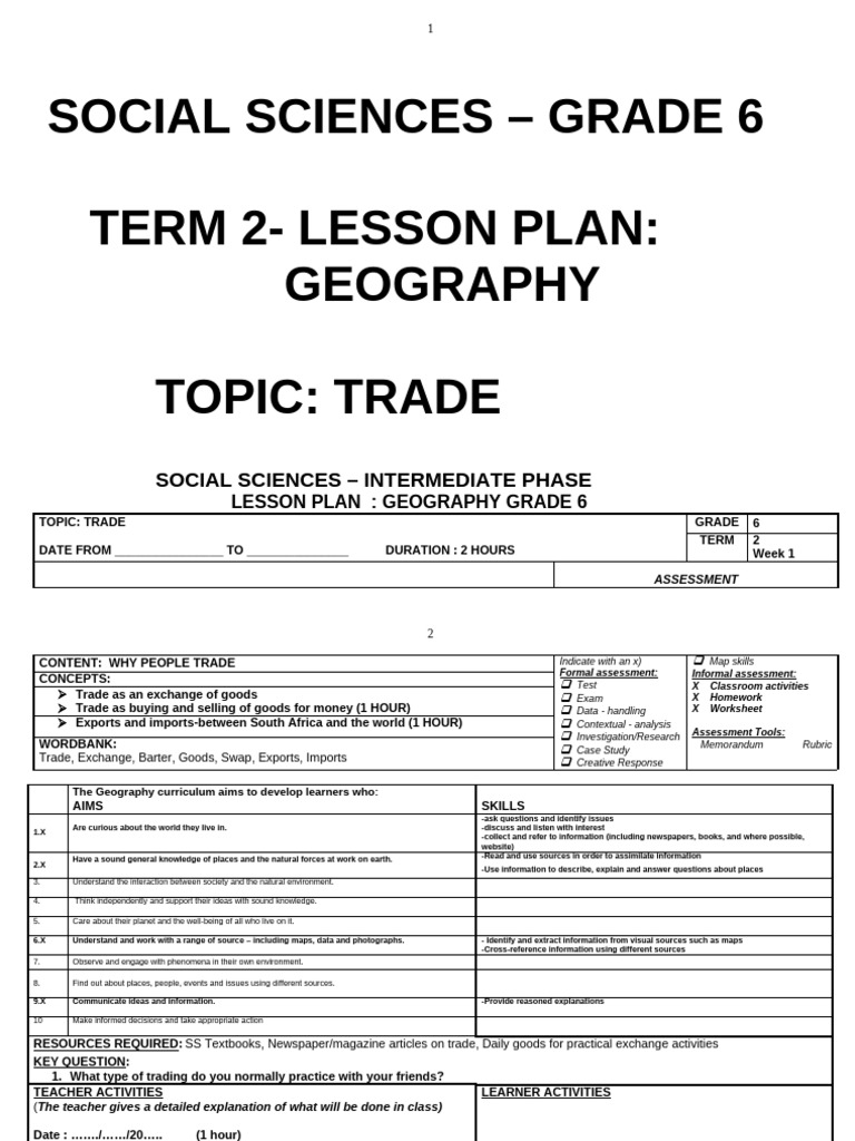 Term 2- Grade 6 Geography Ss Lesson Plans-1 | PDF | Differentiated Instruction | Lesson Plan