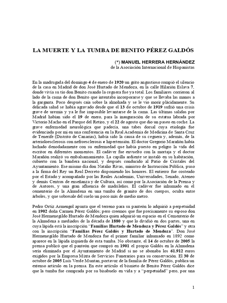 La Muerte y La Tumba de Benito Prez Galds 0 | PDF | Cementerio ...