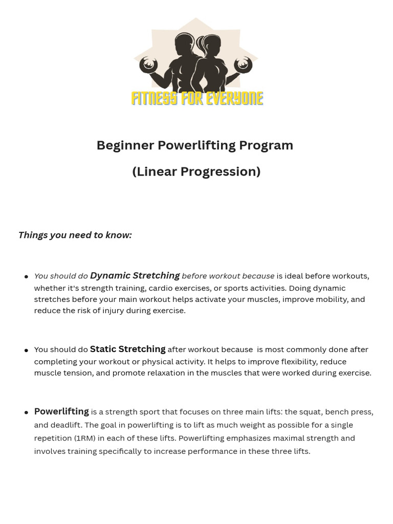 Beginner Powerlifting Program Guide | PDF | Strength Training ...