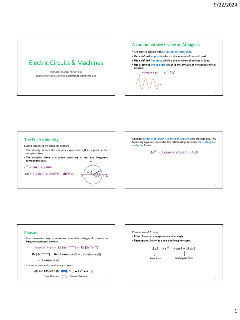 Circuit & Machines Slides 01 | PDF | Electrical Impedance | Ac Power