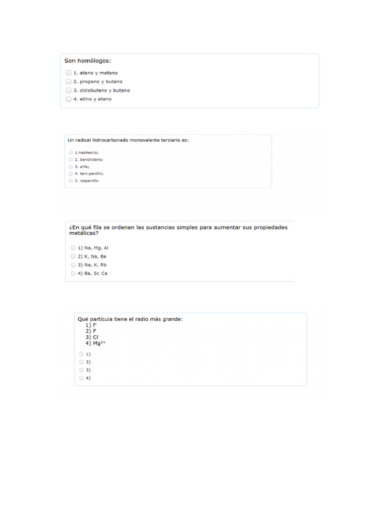 Quimica Ejercicios de Preparacion | PDF