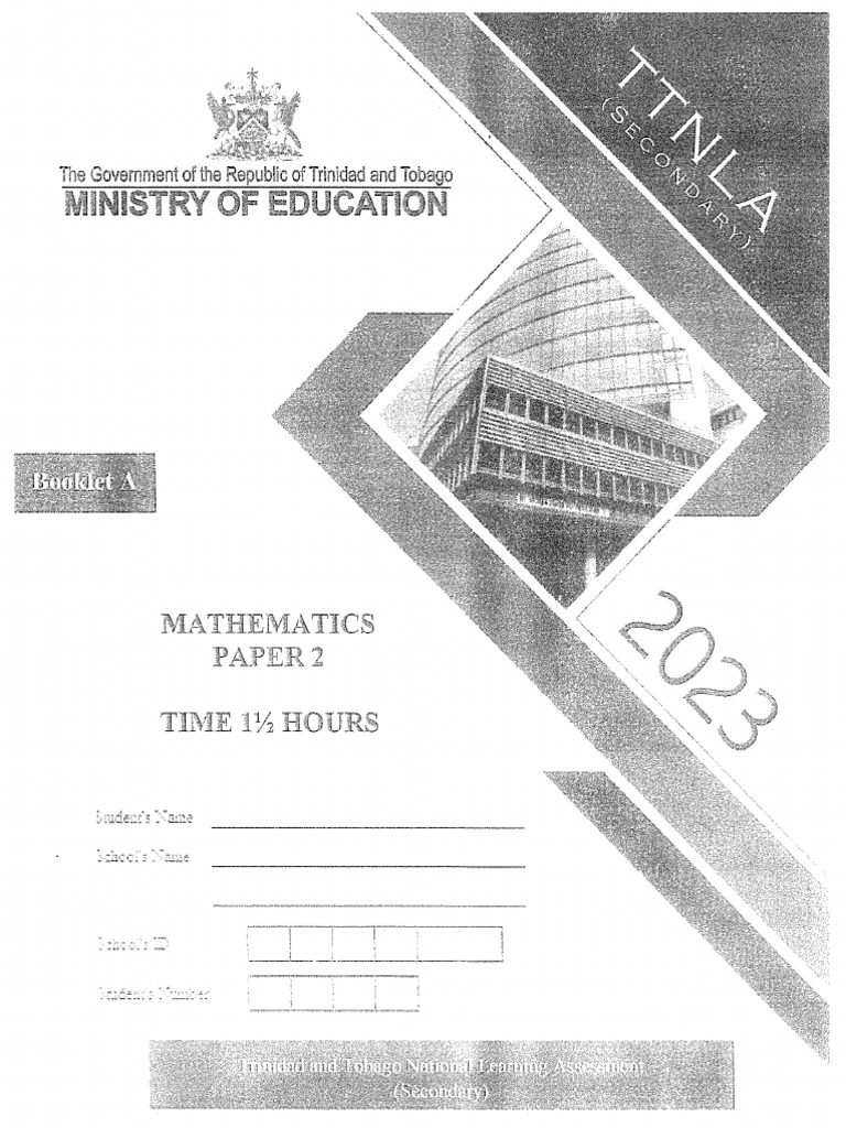 2023 TTLNA Secondary Math Paper 2 Booklet A | PDF