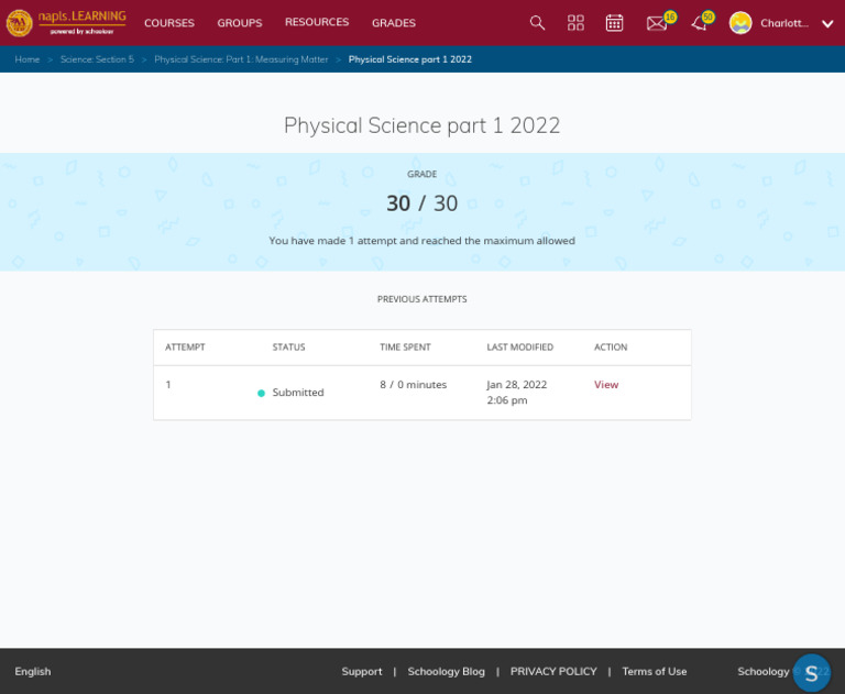 Physical Science Part 1 2022 Schoology | PDF