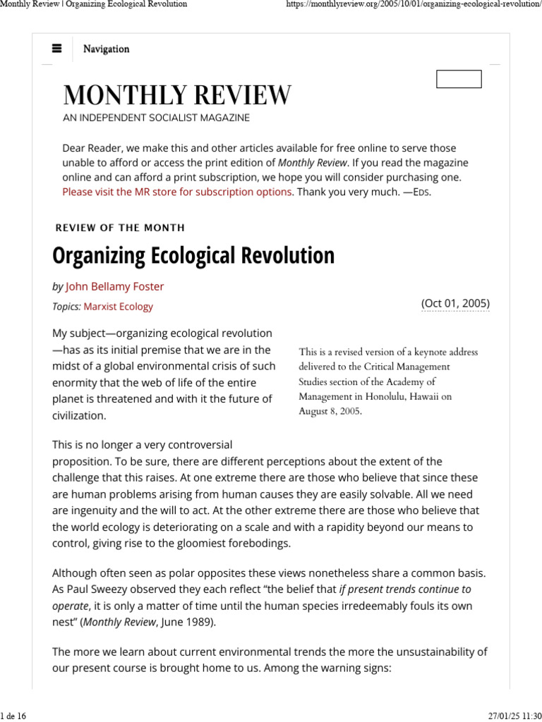 Foster - Organizing Ecological Revolution | PDF | Climate Change ...