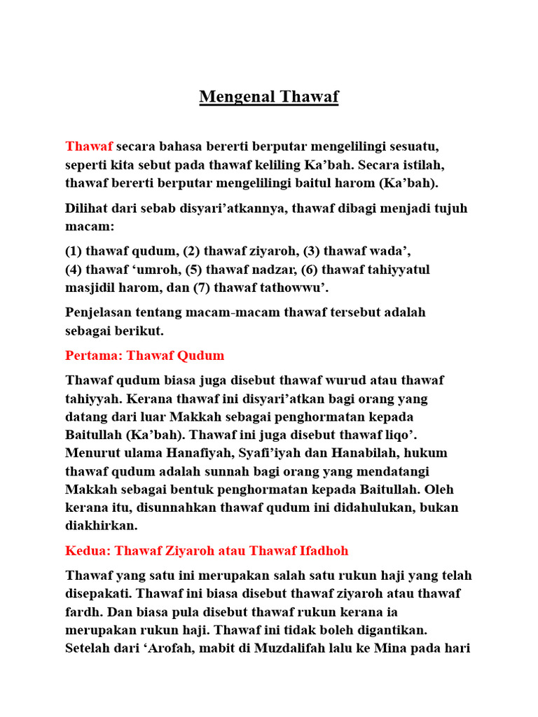 Macam-Macam Thawaf dalam Umrah | PDF