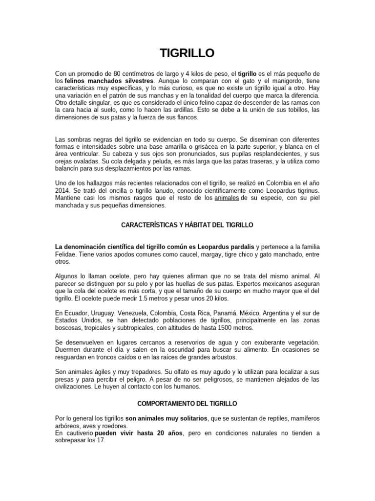Características del Tigrillo Salvaje | PDF | Zoología