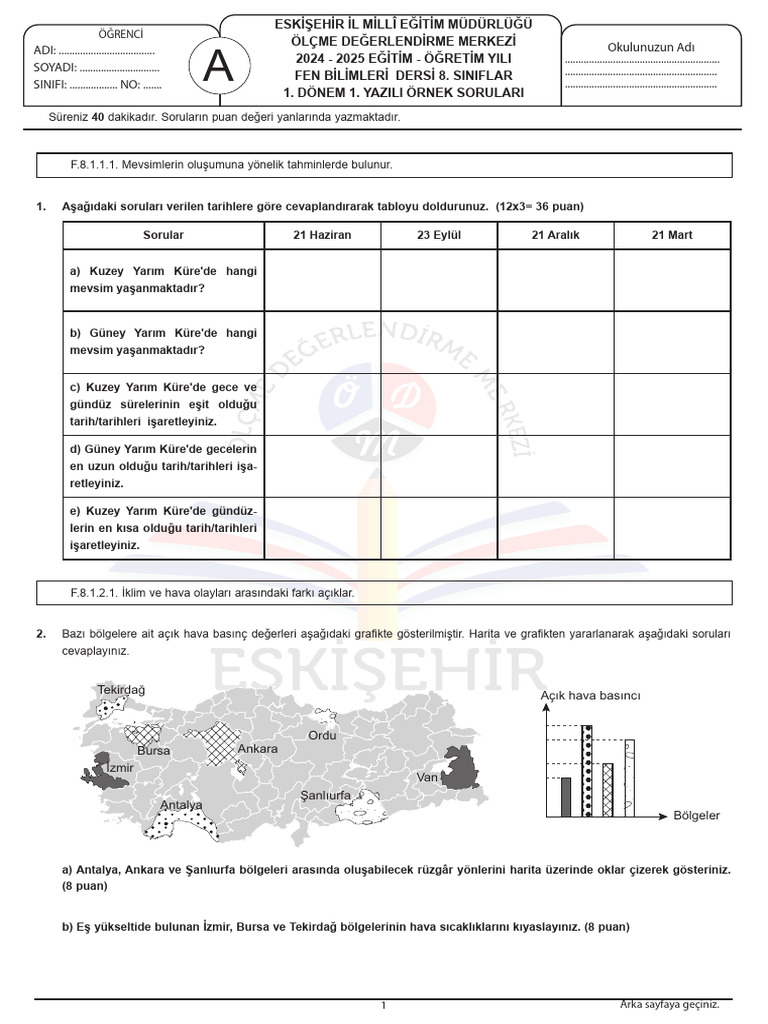 Fen Örnek Sorular8 Elif | PDF