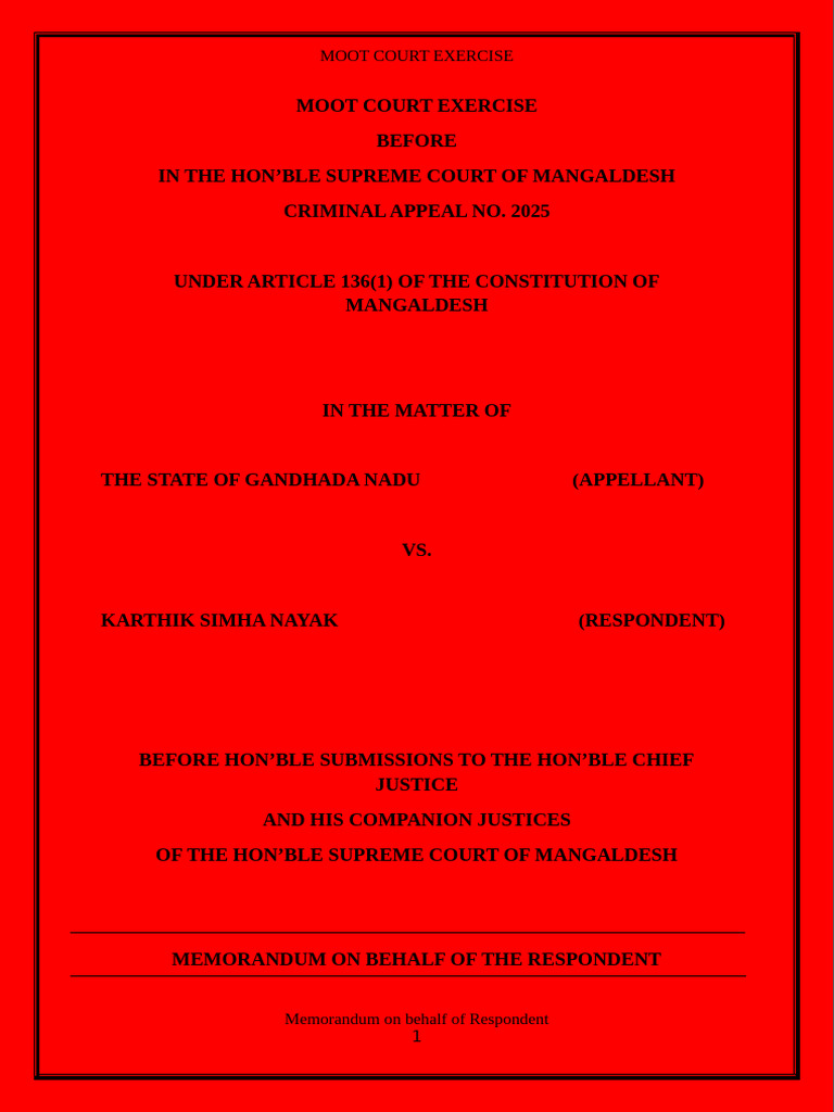 PURSH MOOT EXERCISE CRI | PDF | Bail | Burden Of Proof (Law)