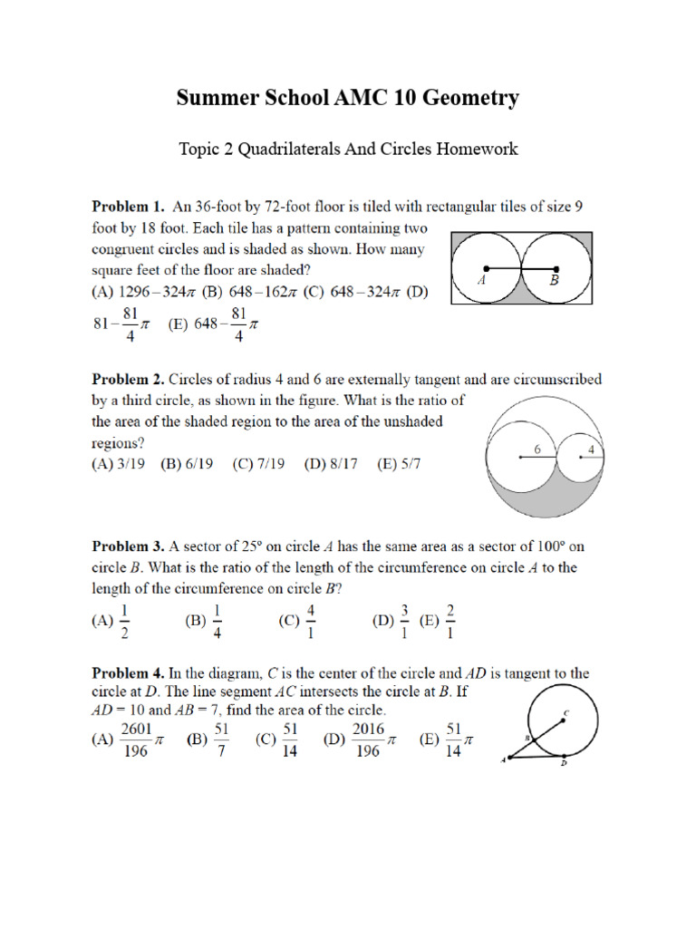 AMC 10 Geometry Topic2 Homework | PDF