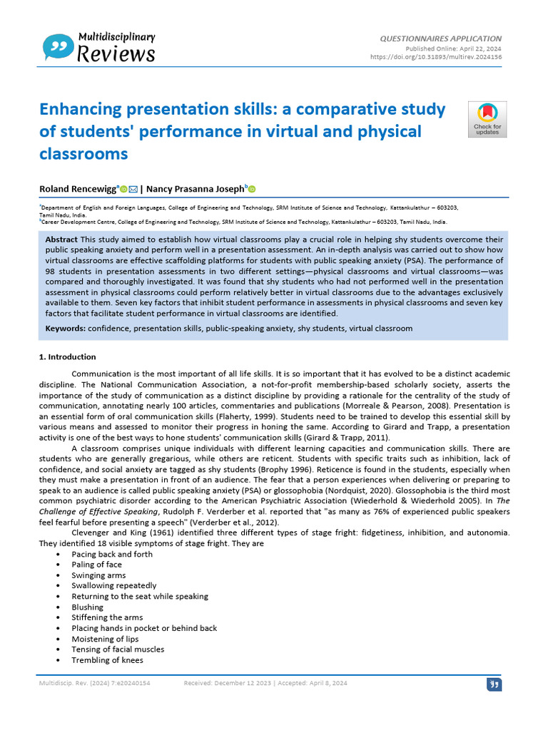 Enhancing Presentation Skills A Comparative Study of Students ...