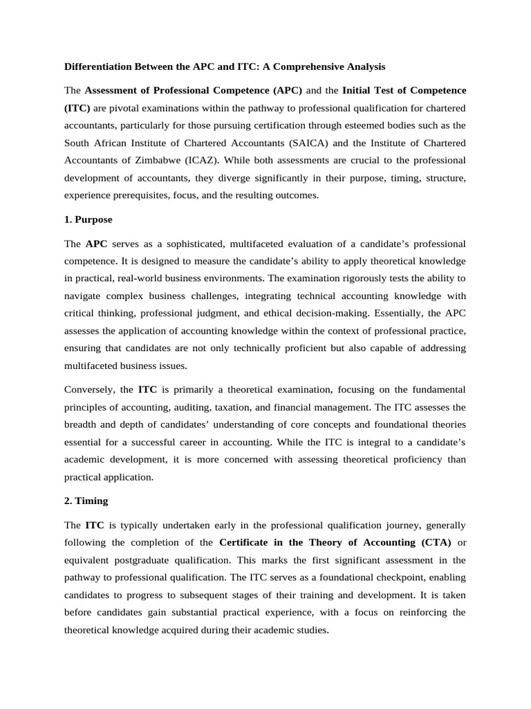 Differences Between APC AND ITC | PDF | Knowledge | Accounting