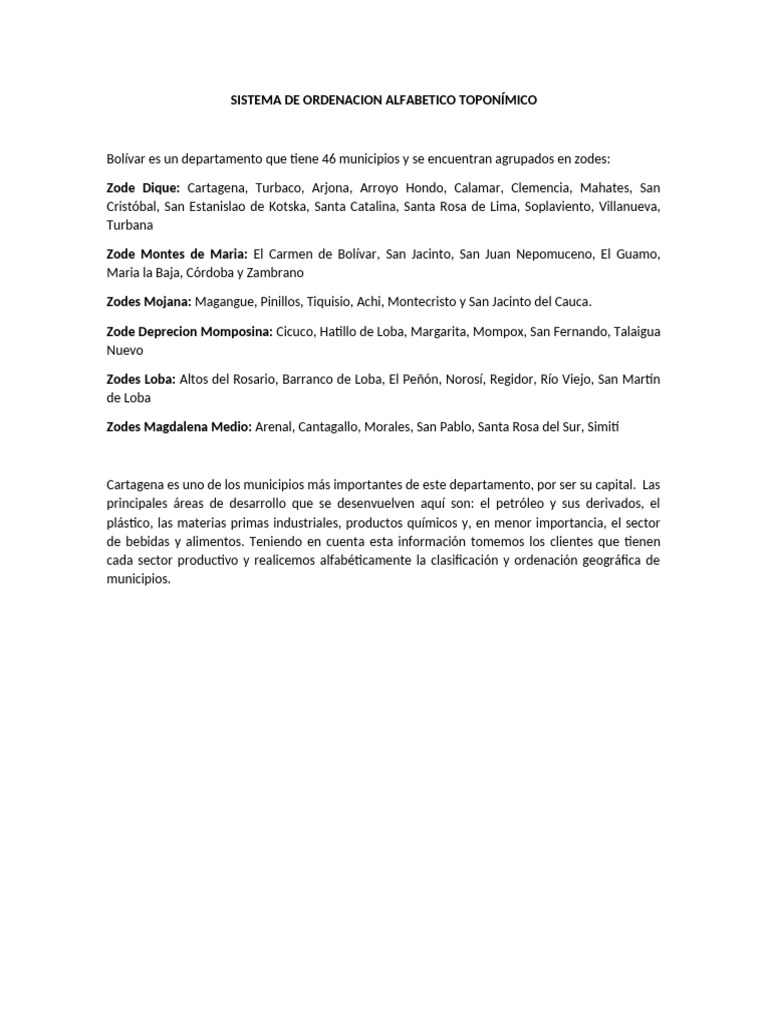 Sistema de Ordenacion Alfabetico Toponímico | PDF