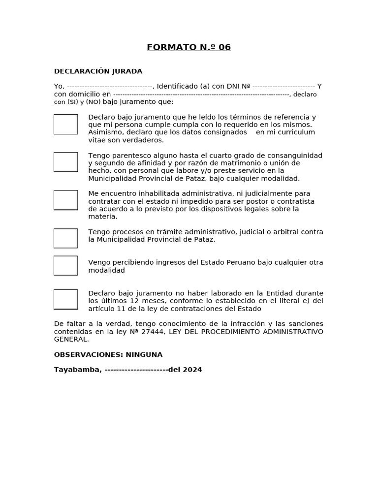 FORMATO N° 06 | PDF