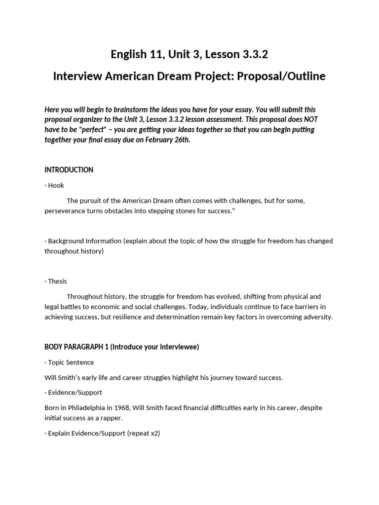 Unit 3 Essay Graphic Organizer | PDF | American Dream