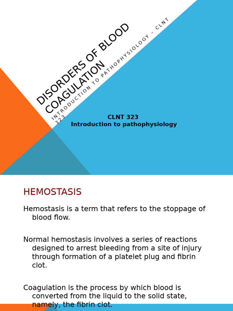 Lecture 05 - Disorders of Blood Coagulation | PDF | Coagulation | Platelet