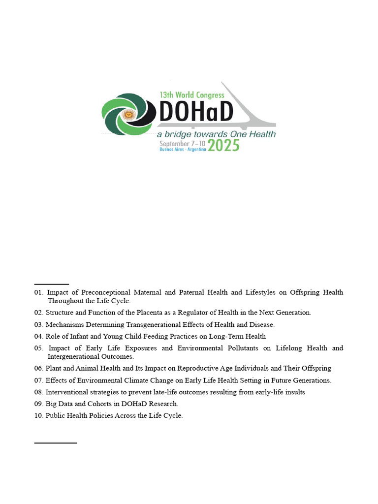 DOHaD World Congress 2025 Abstracts Guide | PDF | Health Sciences