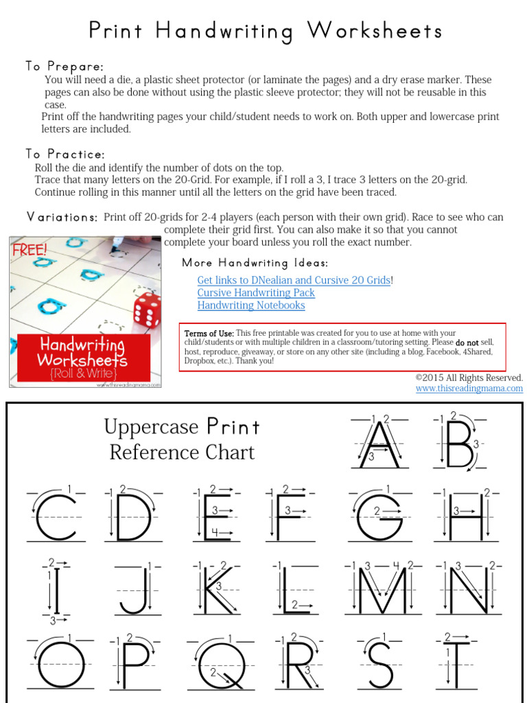Handwriting 20 Grids Print | PDF | Letter Case | Printing