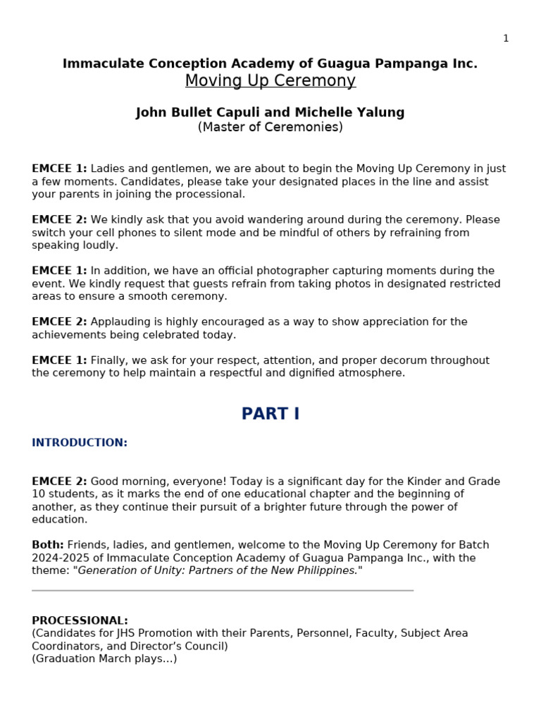Moving-Up-Script-24-25 | PDF | Ceremonies