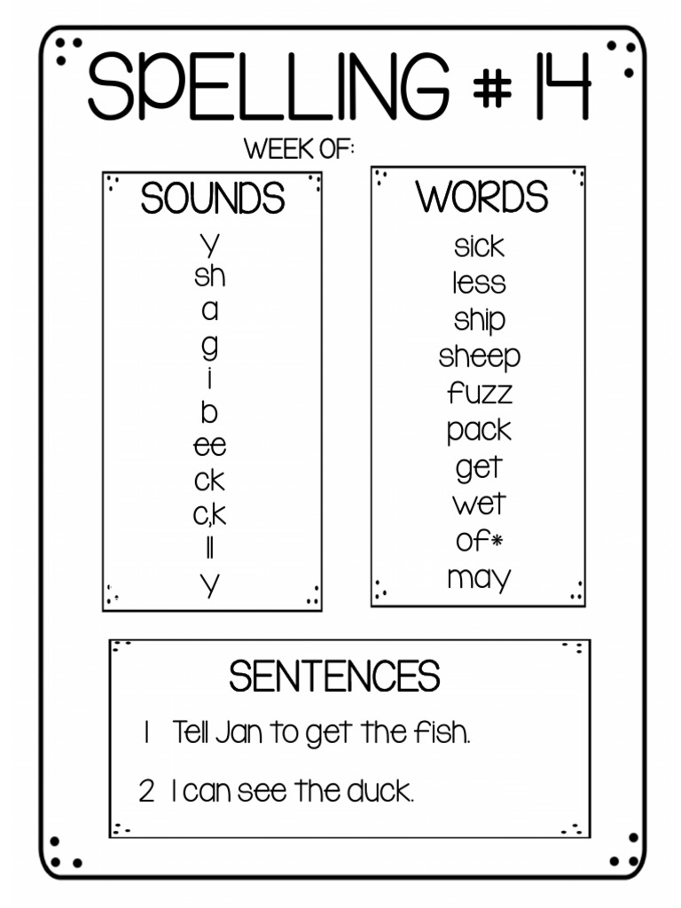 Spelling Practice: Week 14 Words | PDF