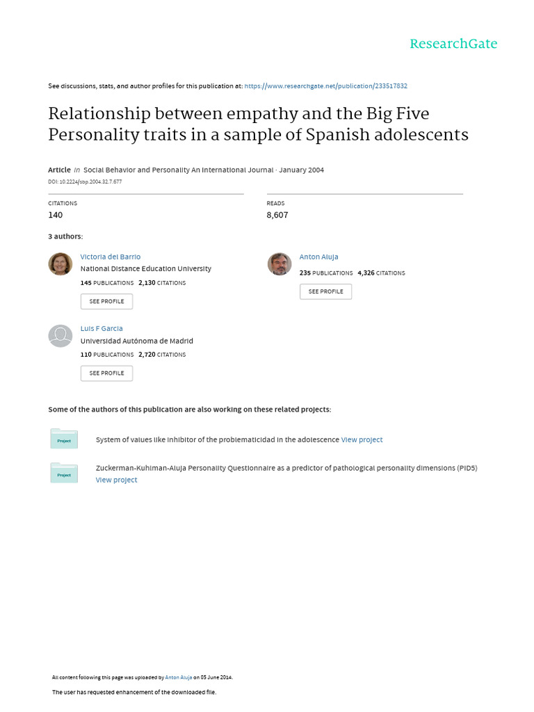 Barrio Et Al. - 2004 - Relationship Between Empathy and The Big Five ...
