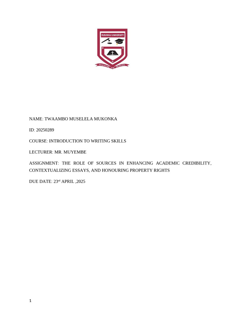 TWAAMBO ENGLISH ASSIGNMENT TWO 2025 | PDF | Plagiarism | Essays