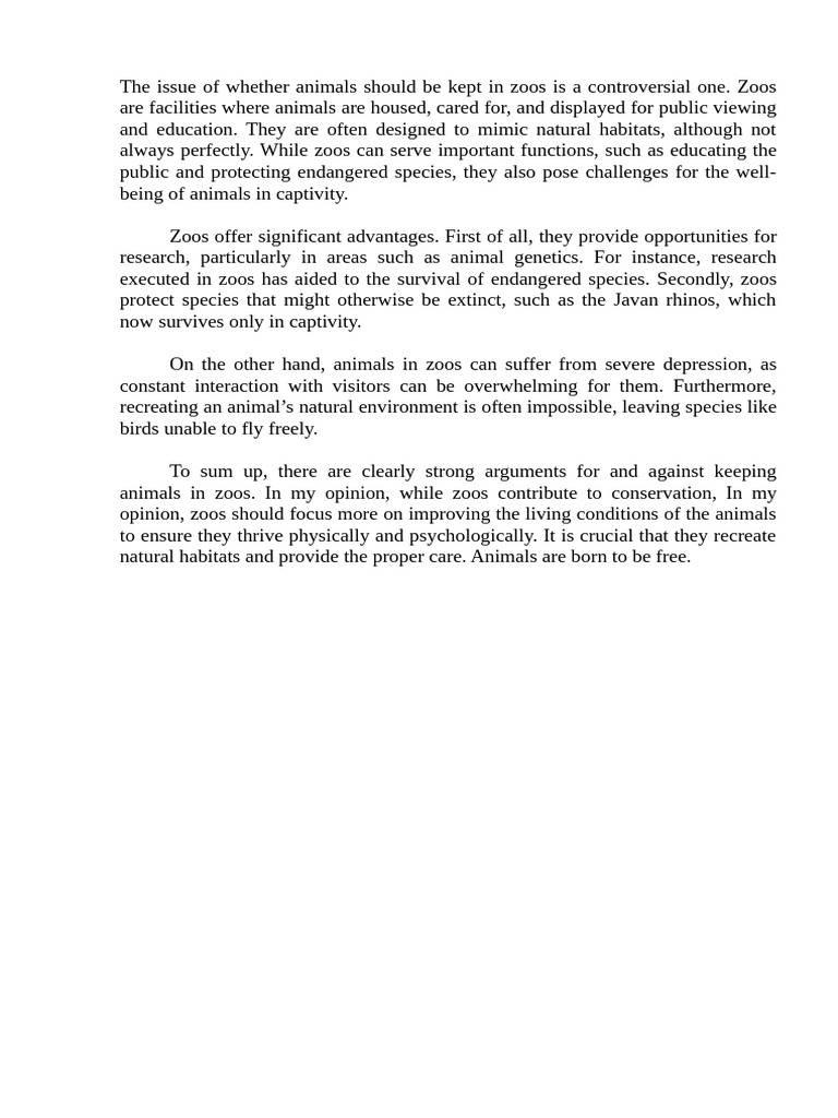 Pros and Cons of Zoos for Animals | PDF