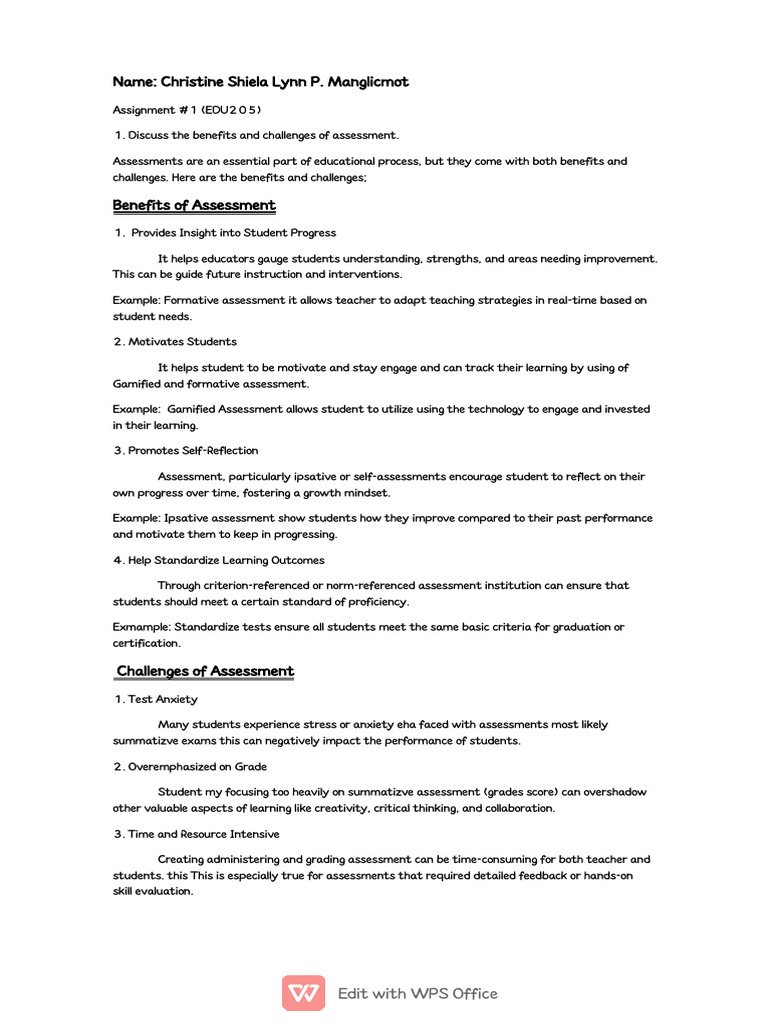 Benefits and Challenges of Assessment | PDF | Educational Assessment ...