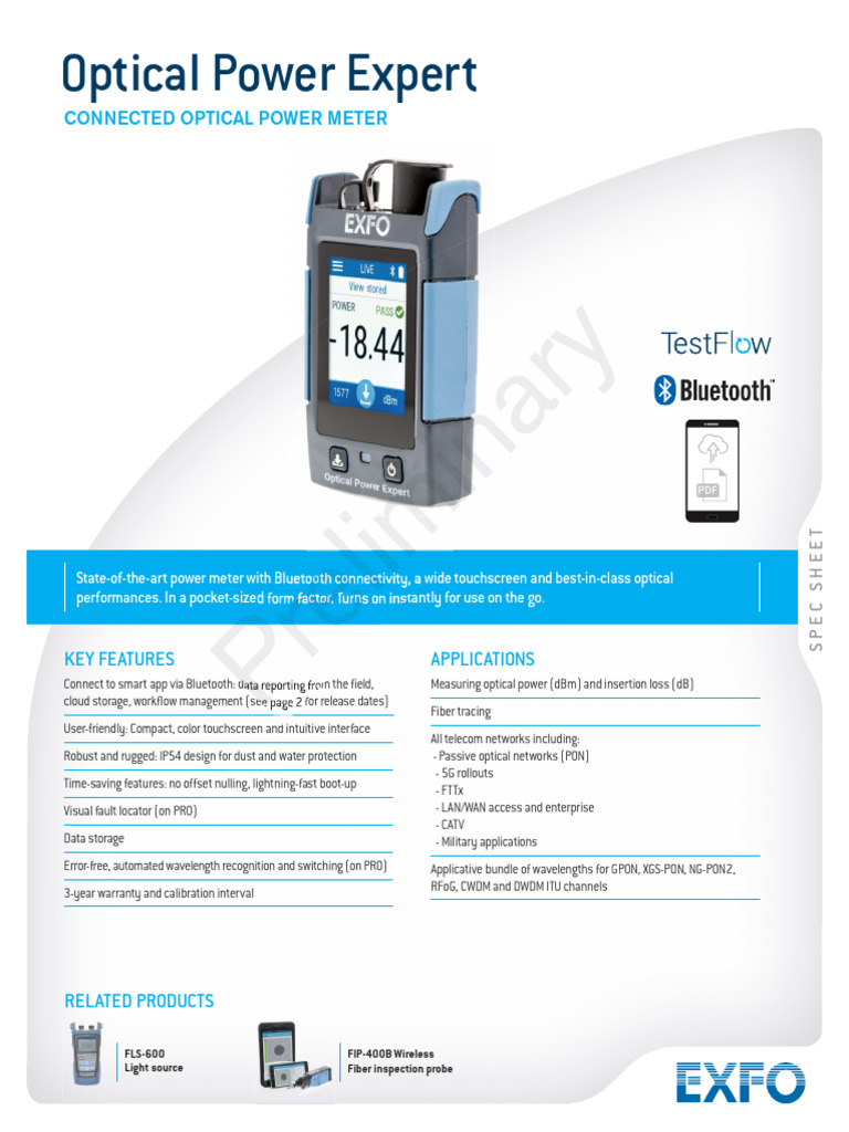 PX1 Optical Power Expert v2 | PDF | Usb | Wavelength Division Multiplexing