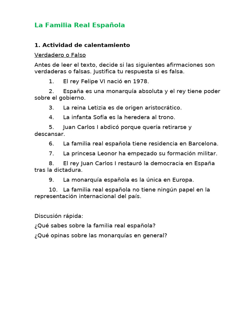 b1 La Familia Real Española | PDF | Monarquía | Regalías