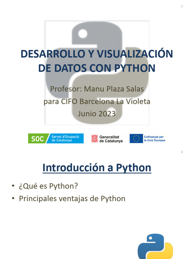 Introducción a Python y sus Datos | PDF | Python (lenguaje de programación) | Lenguaje de ...