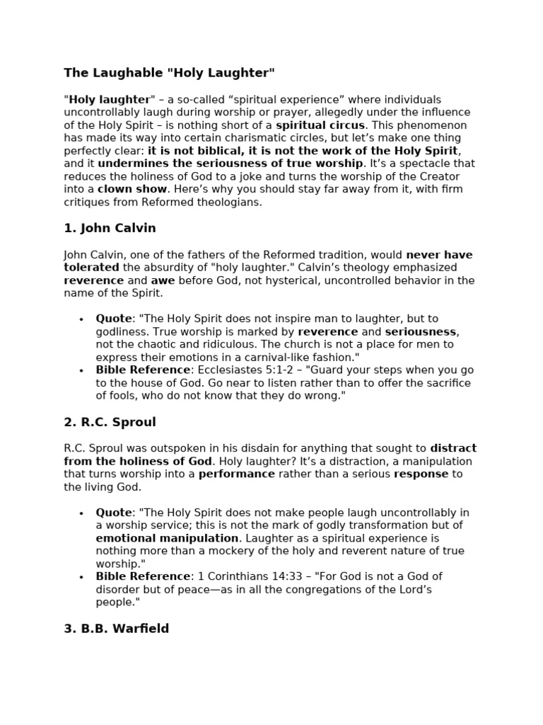 The Laughable "Holy Laughter" | PDF | Worship | Holy Spirit