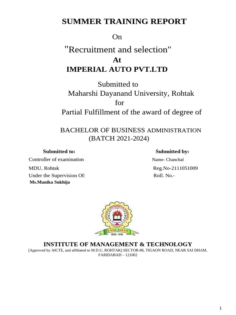 Recruitment and Selection Report | PDF | Recruitment | Human Resources