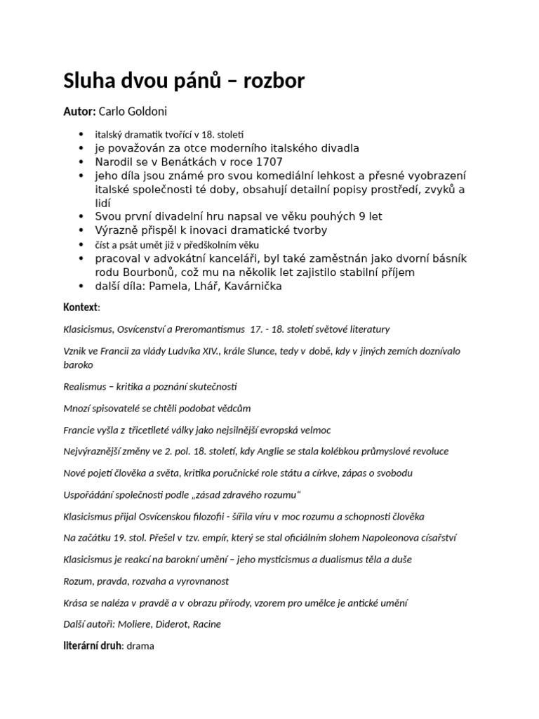Sluha Dvou Pánů | PDF