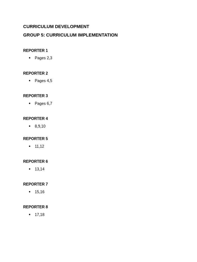 Curriculum Development Group 5 | PDF