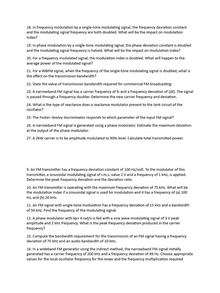 Extra Assignment For FM Related Issues. | PDF | Frequency Modulation | Modulation