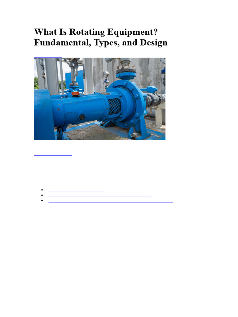 Overview of Rotating Equipment Types | PDF | Pump | Turbine