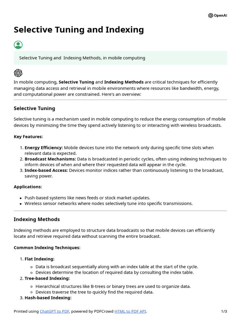 Selective Tuning and Indexing | PDF | Database Index | Computer Network