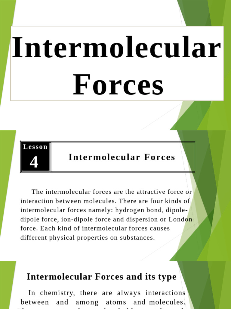 Intermolecular Forces | PDF | Intermolecular Force | Chemical Polarity
