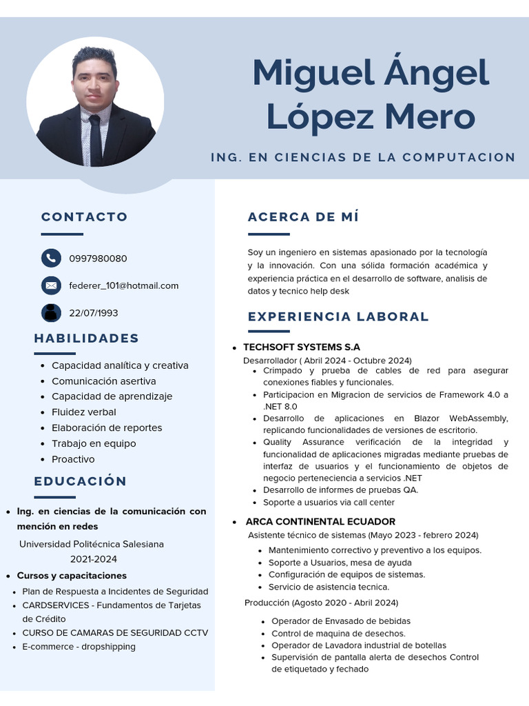 CV Miguel Lopez Mero | PDF | Software | Informática